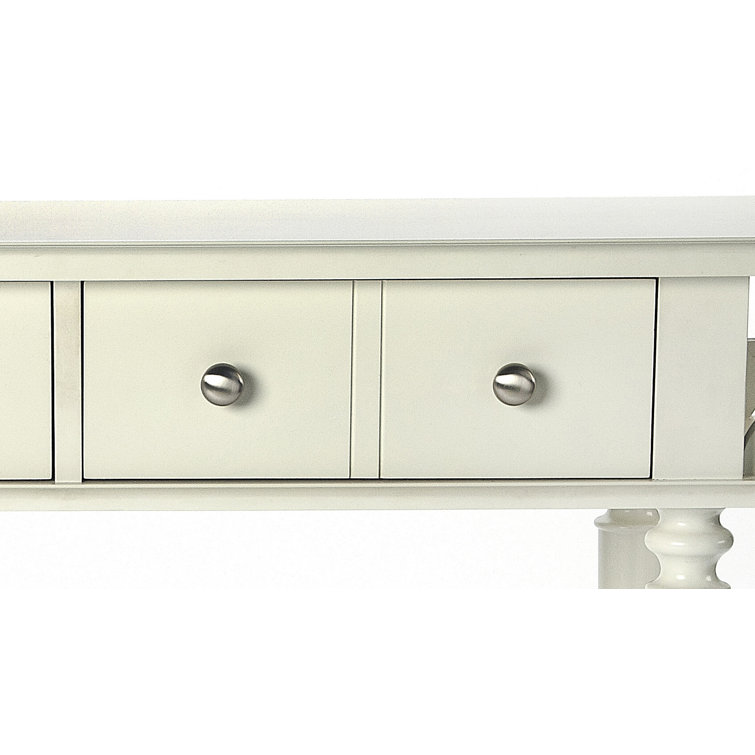Talia Traditional White Rubberwood Console Table with Storage • Spoken