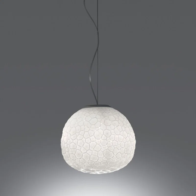 Meteorite Elegance 15" LED White Glass Suspension Light • Spoken