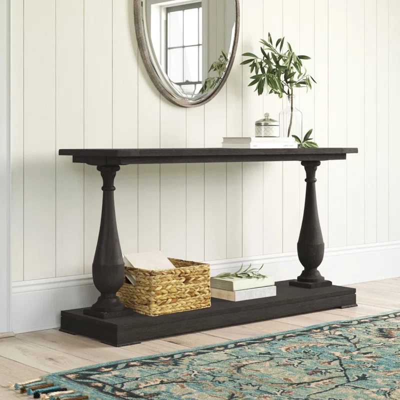 Yara Transitional Brown Wood 54'' Console Table with Storage • Spoken
