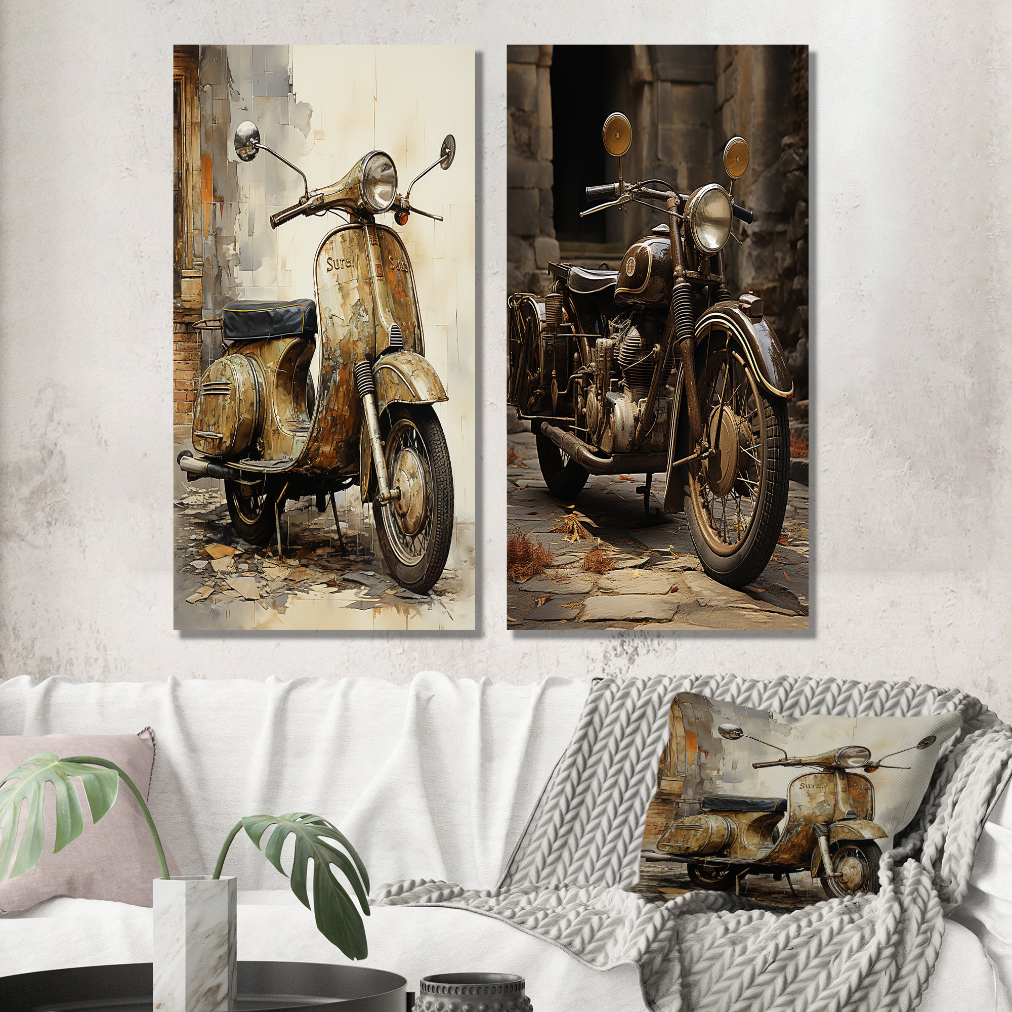 17 Stories Vintage Scooter Ride - Scooter Wall Decor Set Of 2 | Wayfair