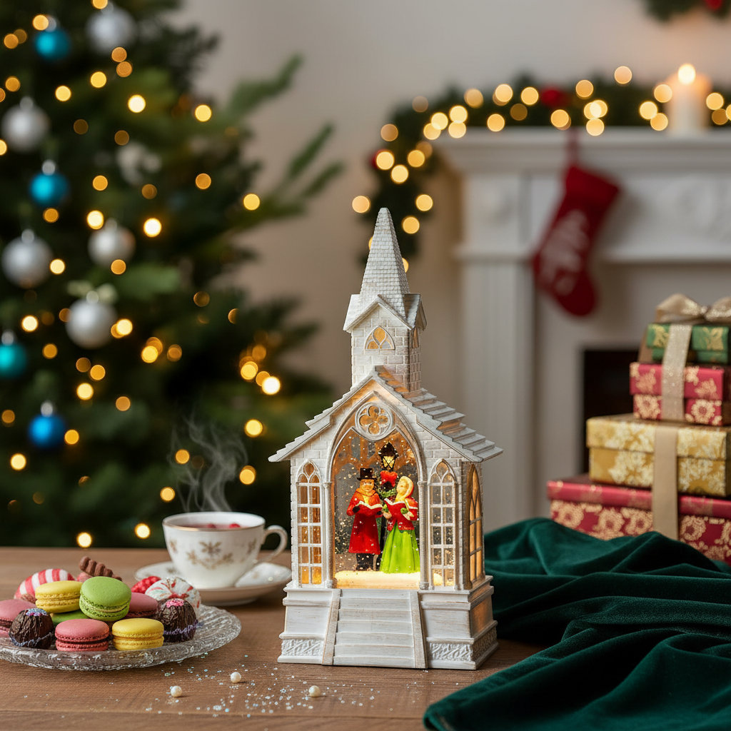 The Holiday Aisle® Christmas Snow Globe Lantern With Musical Carolers ...