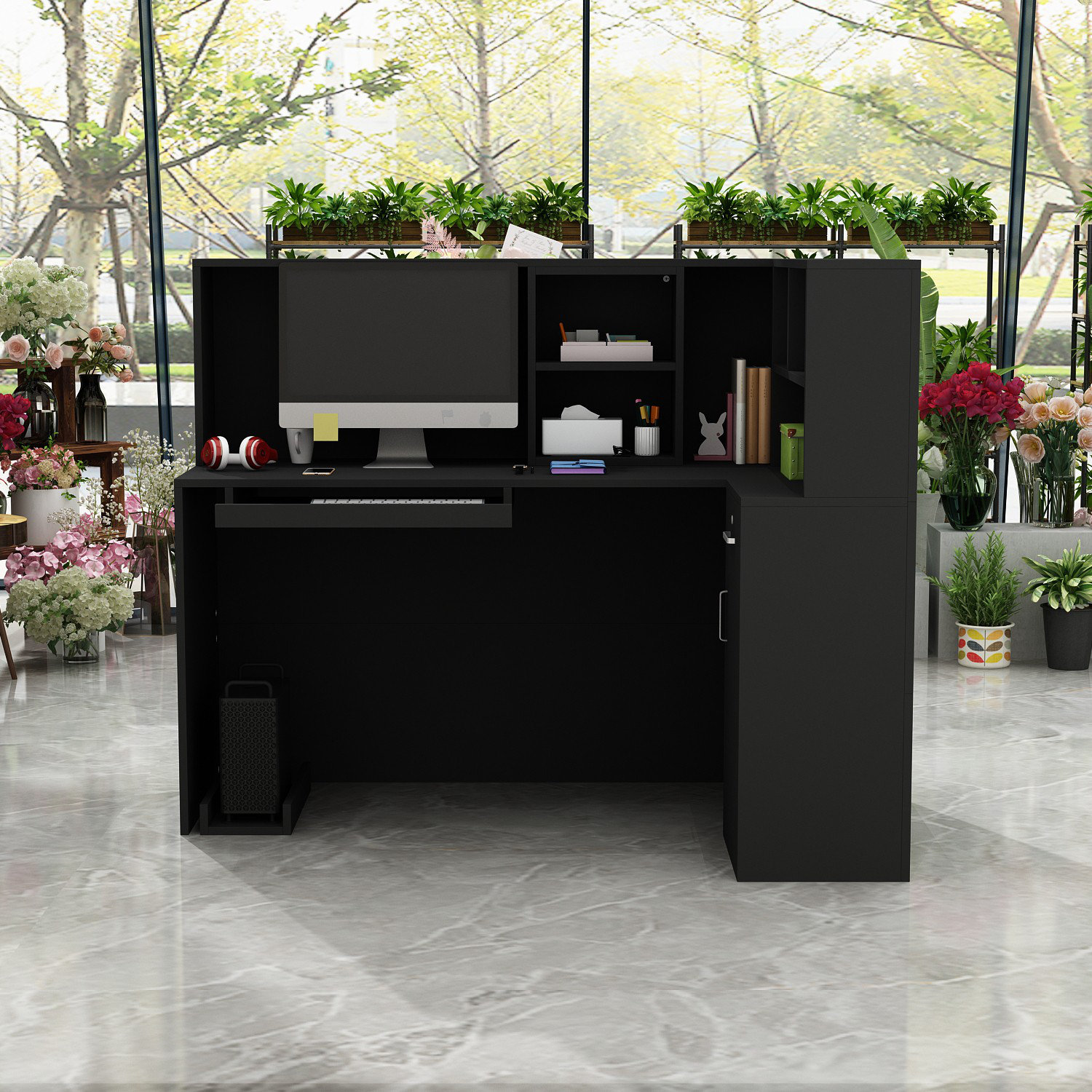 17 Stories Sanayah L-Shaped Manufactured Wood Reception Desk | Wayfair.ie