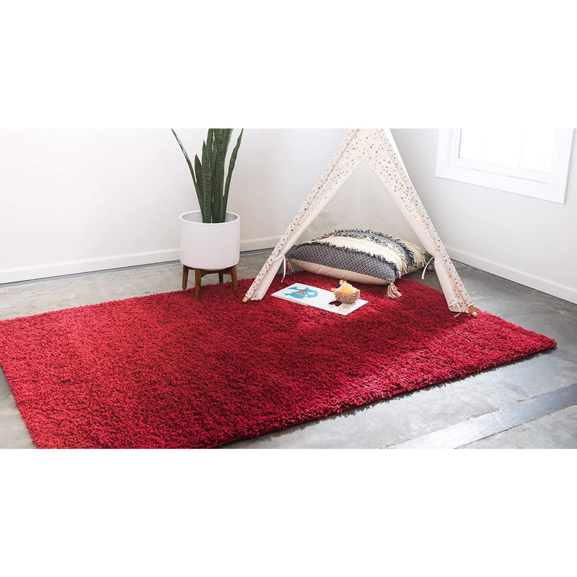 17 Stories Annicia Solid Colour Machine Woven Red Area Rug & Reviews ...