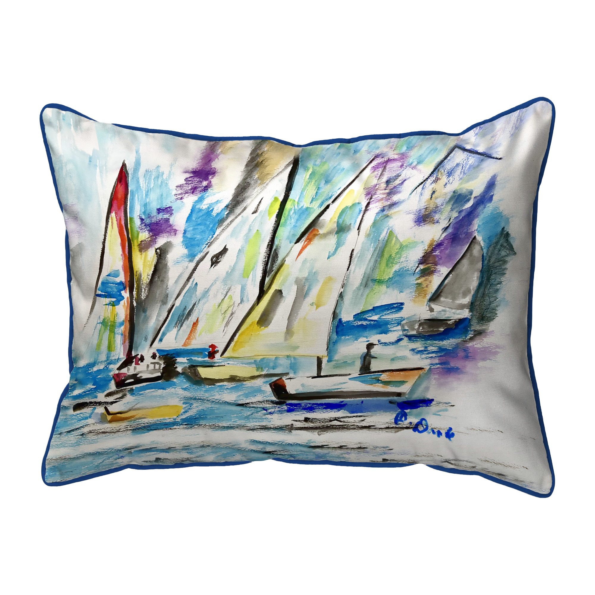 Betsy Drake Interiors Betsy's New Sailboats Pillow | Wayfair