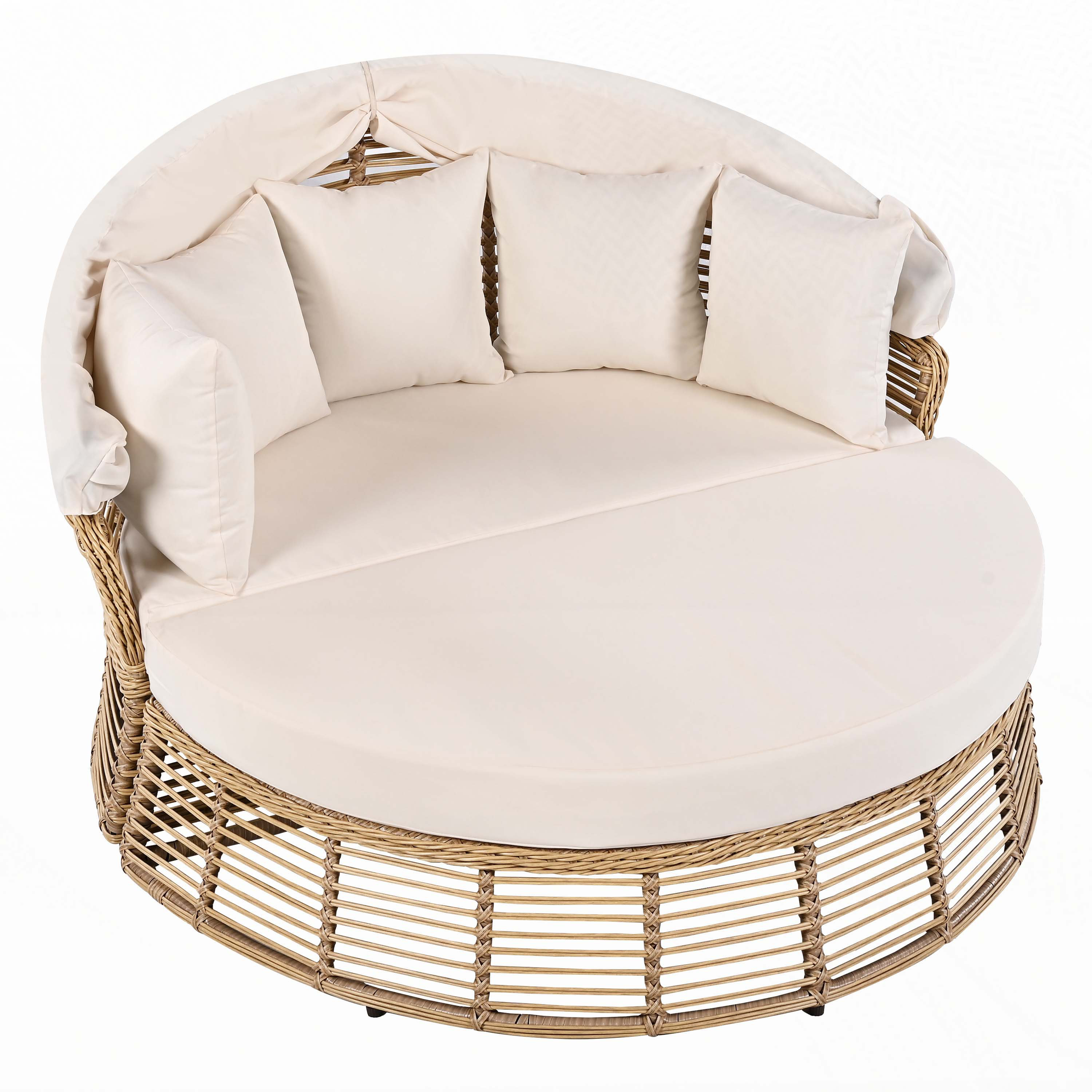 Bay Isle Home™ Outdoor Patio Rattan Round Daybed with Retractable ...
