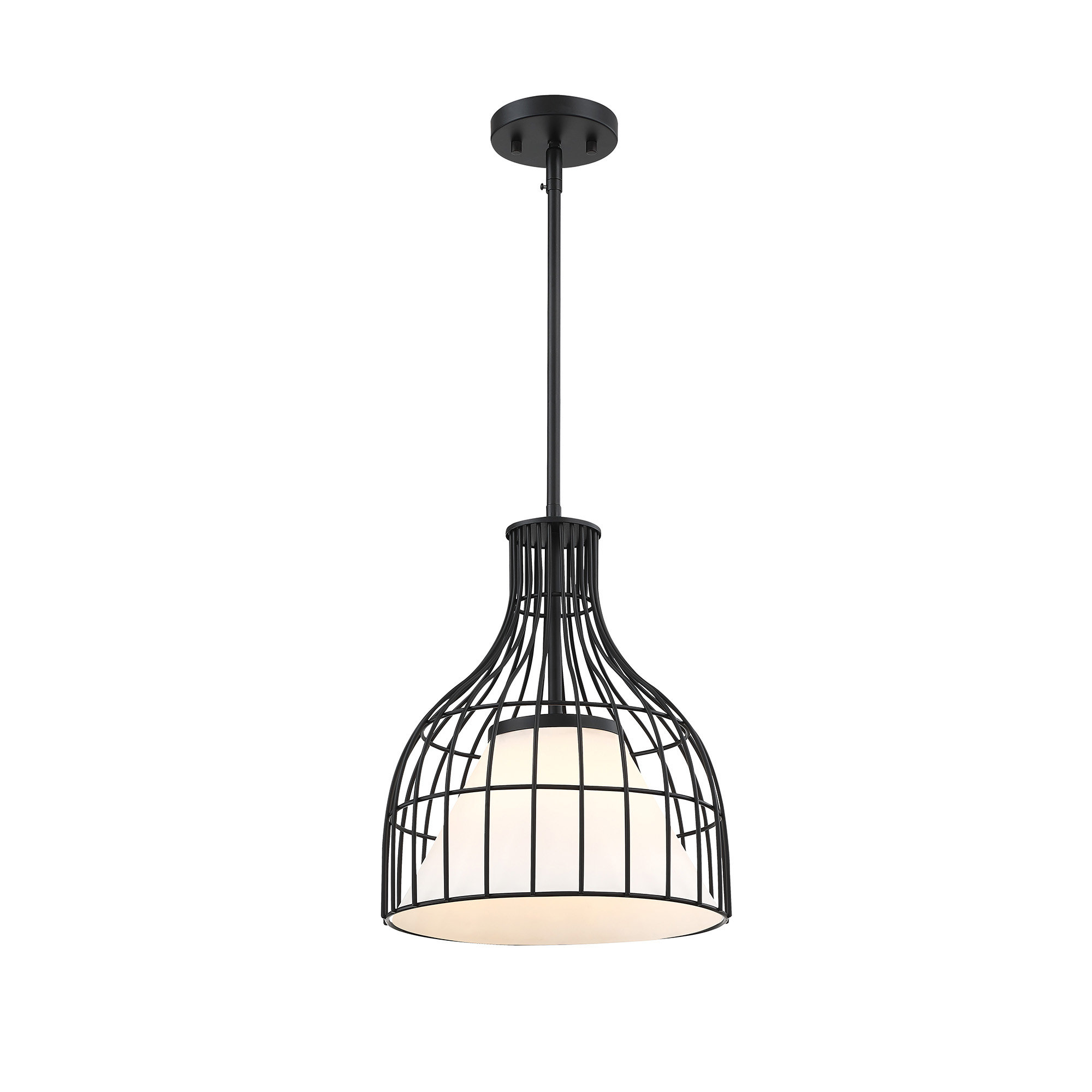 Mercer41 Aukerman 60 Watt 1-Light Bell Pendant with Etched Opal Glass ...