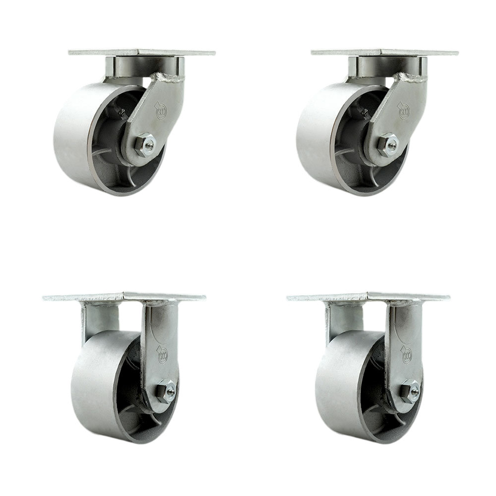 Service Caster Heavy Duty Semi Steel Cast Iron Caster Set 2 Swivel ...