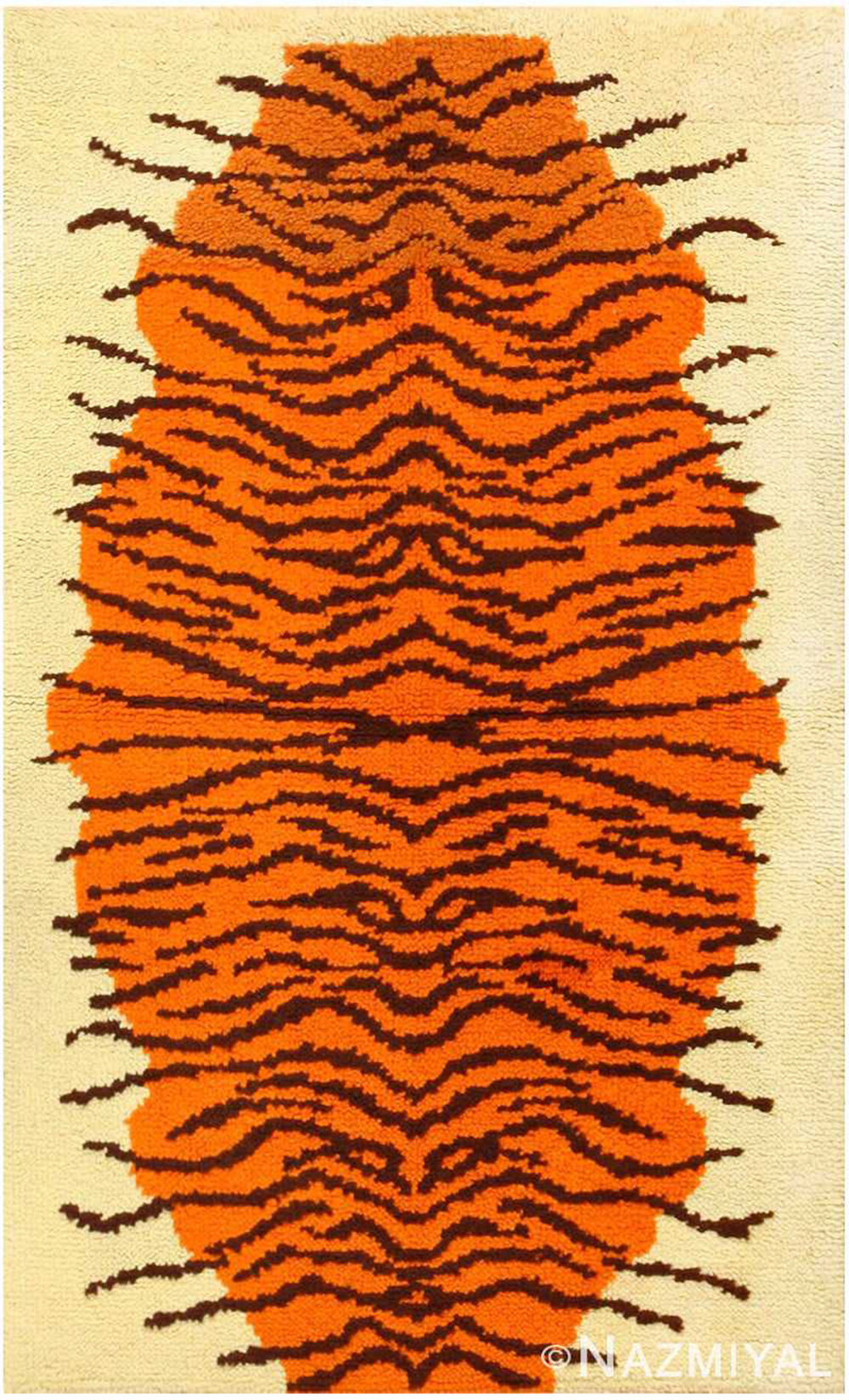 Nazmiyal Collection Vintage Tiger Pelt Design Swedish Rya Rug | Wayfair