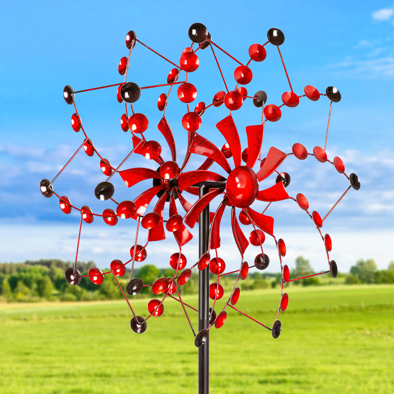 Arlmont & Co. 75"H Wind Spinner, Crimson Bubbles - Wayfair Canada