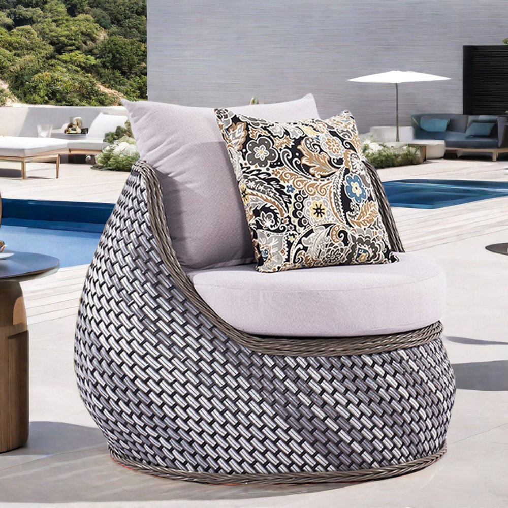 Hokku Designs Sunveer Wicker Outdoor Armless Lounge Chair | Wayfair