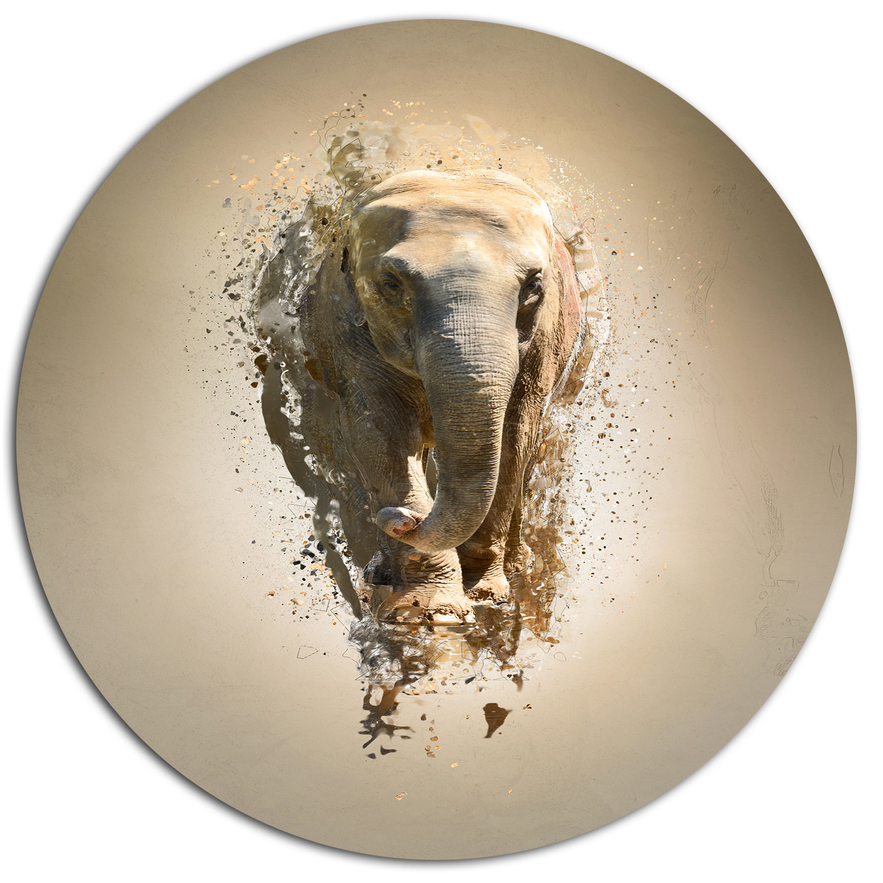Design Art 'Mammoth Elephant Walking' Graphic Art Print on Metal ...