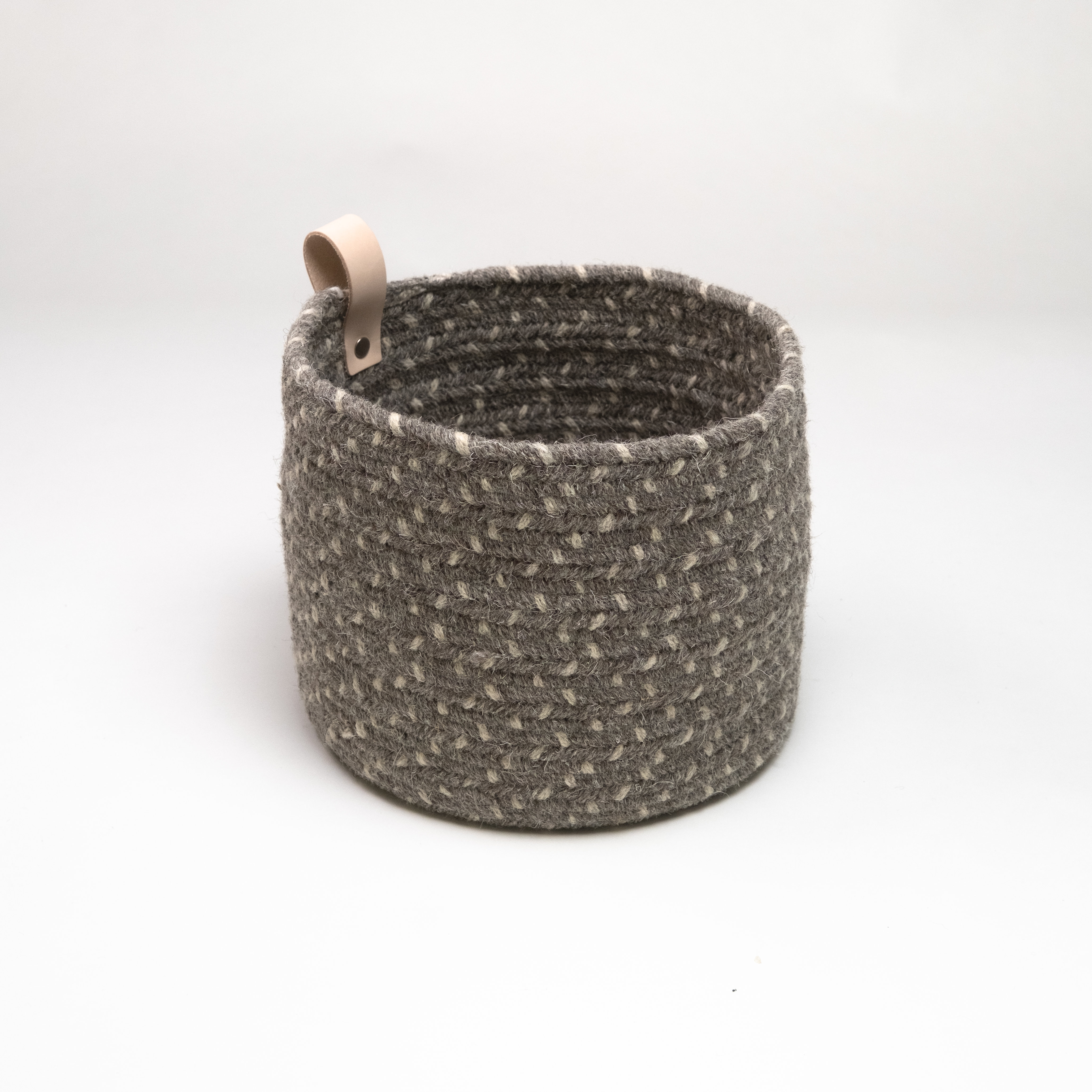 Rosecliff Heights Wool Dice-X Leather Loop Basket - Wayfair Canada