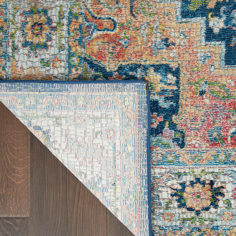 Bungalow Rose Lowndes Blue/Gray/Red Rug & Reviews | Wayfair