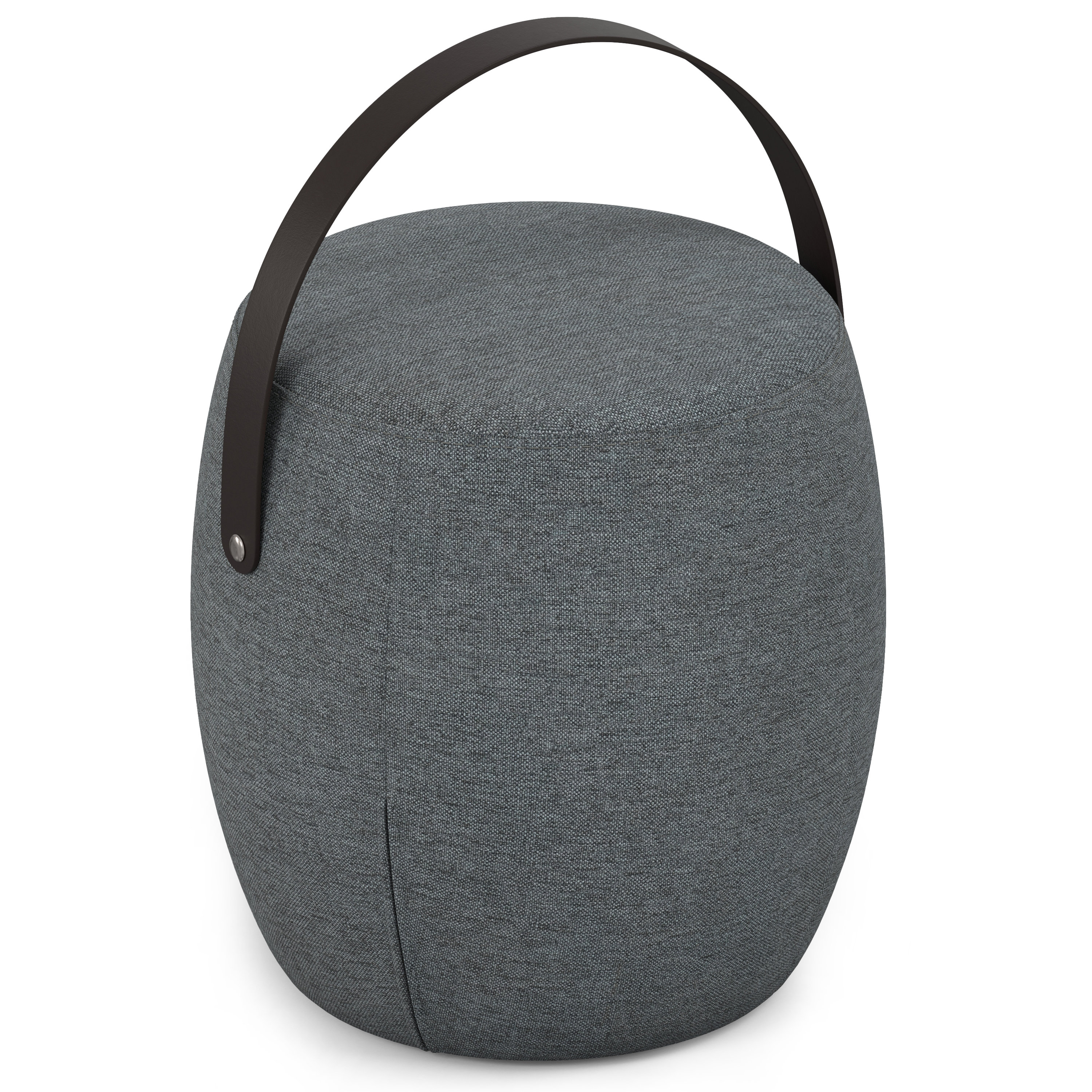 Simpli Home Ramsay 16"W Upholstered Round Footstool with Wood Handle ...