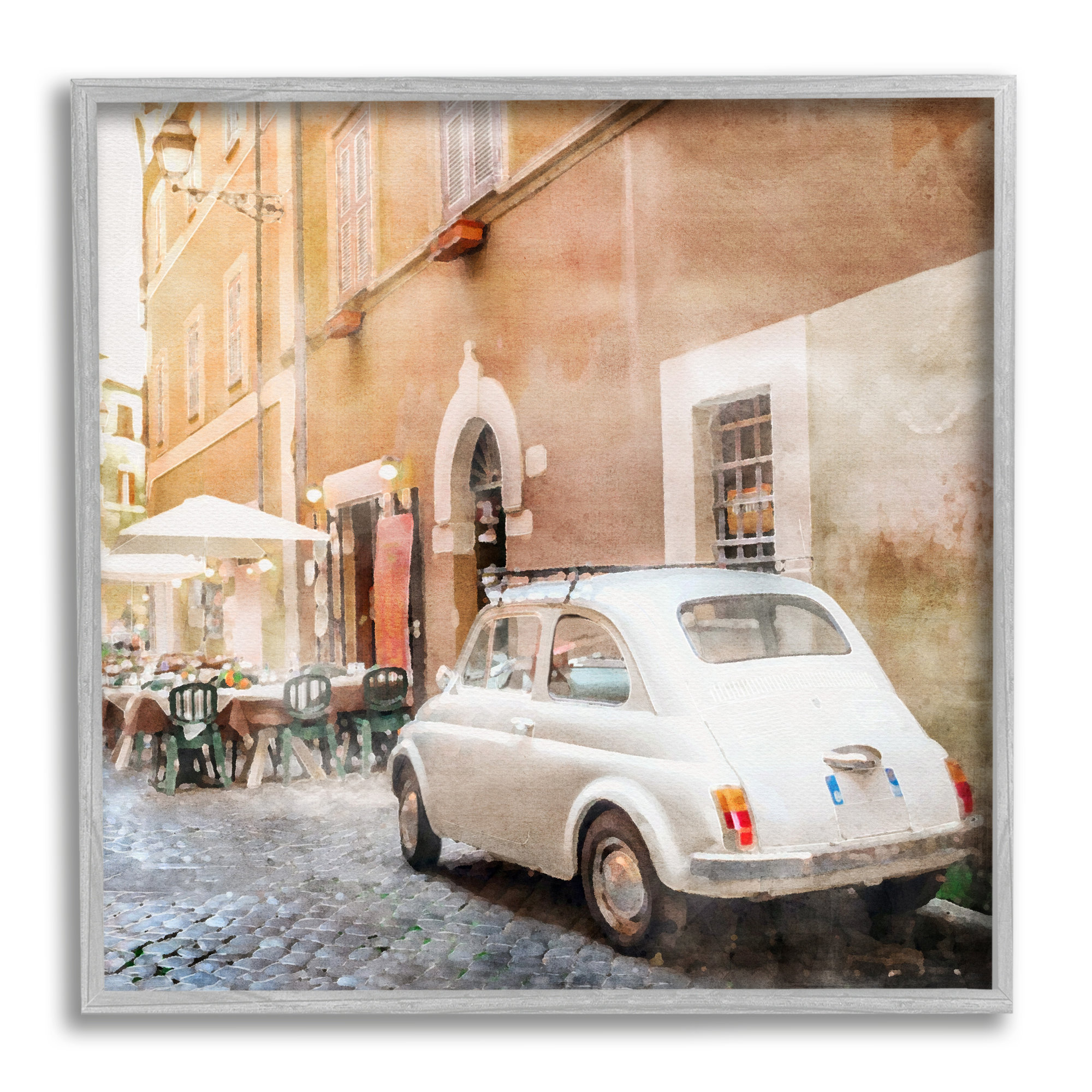 Stupell Industries White Buggy In City On Wood by LSR Design Studio ...