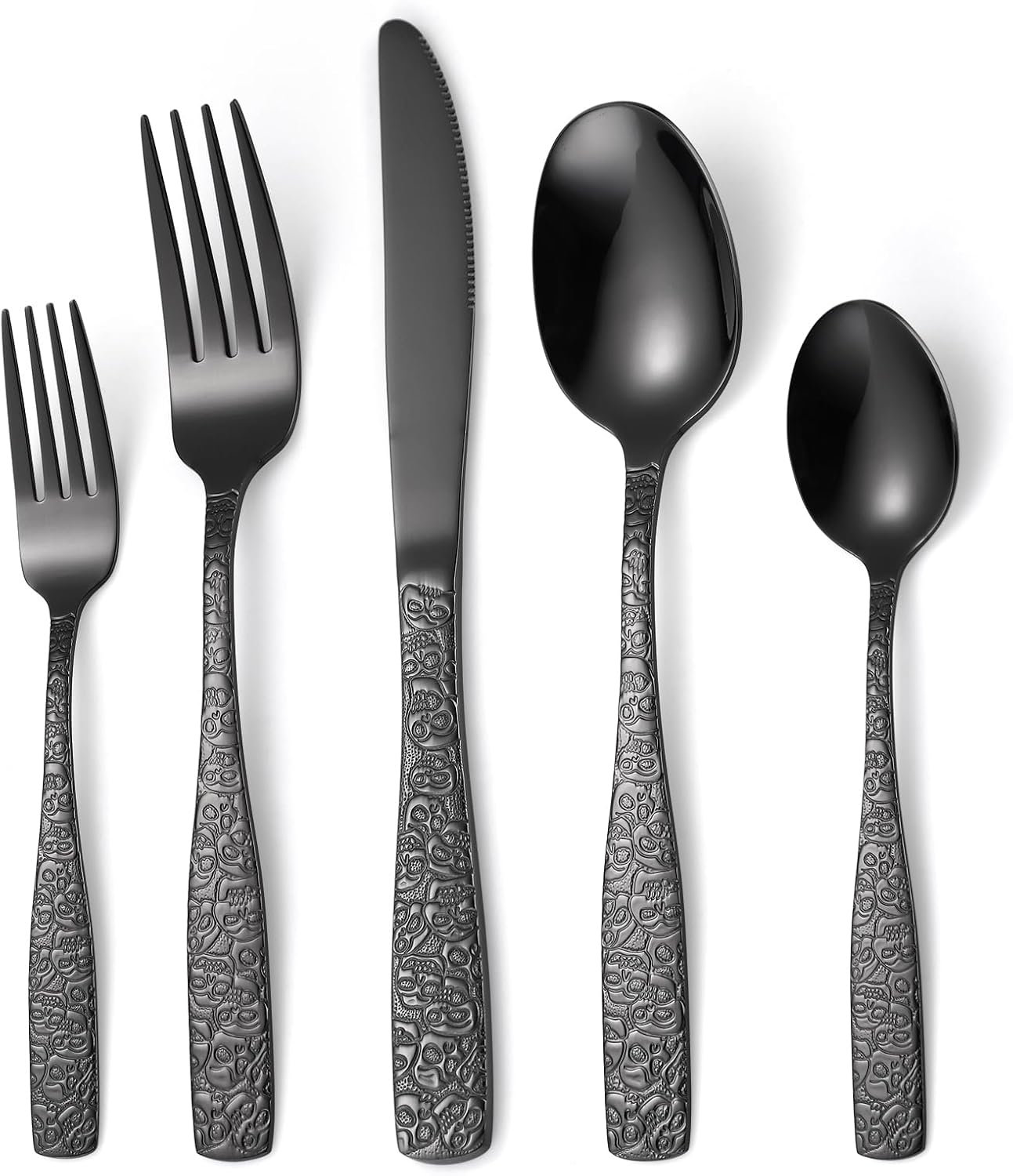Lark Manor™ 40-Piece Skull Embossed Flatware Set For 8, Gothic Design ...
