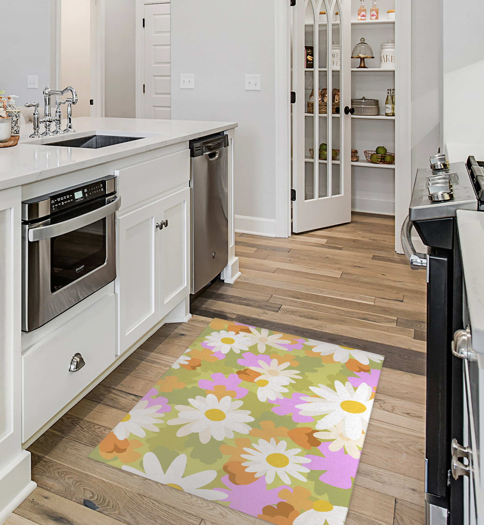 Lark Manor™ Arthemise Flower Power Kitchen Mat | Wayfair
