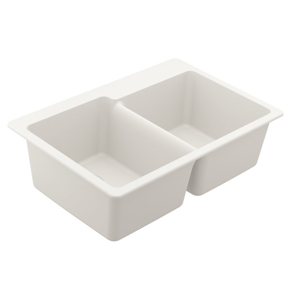 Moen Host 33-Inch Wide x 9.5-Inch Deep Dual Mount Granite Double Bowl ...