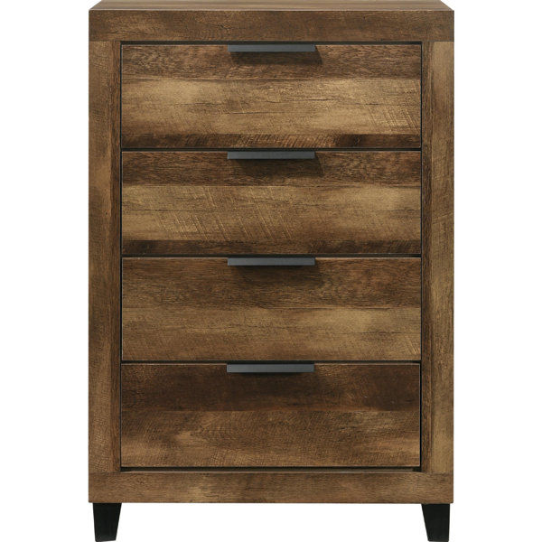 Millwood Pines Commode 4 tiroirs en bois au fini chêne rustique ...
