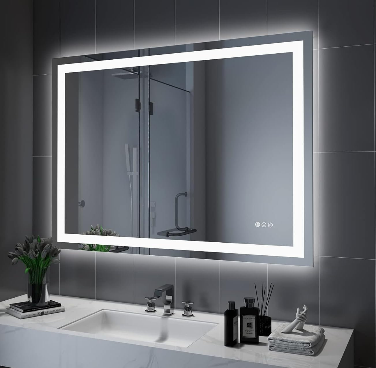Orren Ellis LED Bathroom Mirror 48"x 32" with Front and Backlight ...