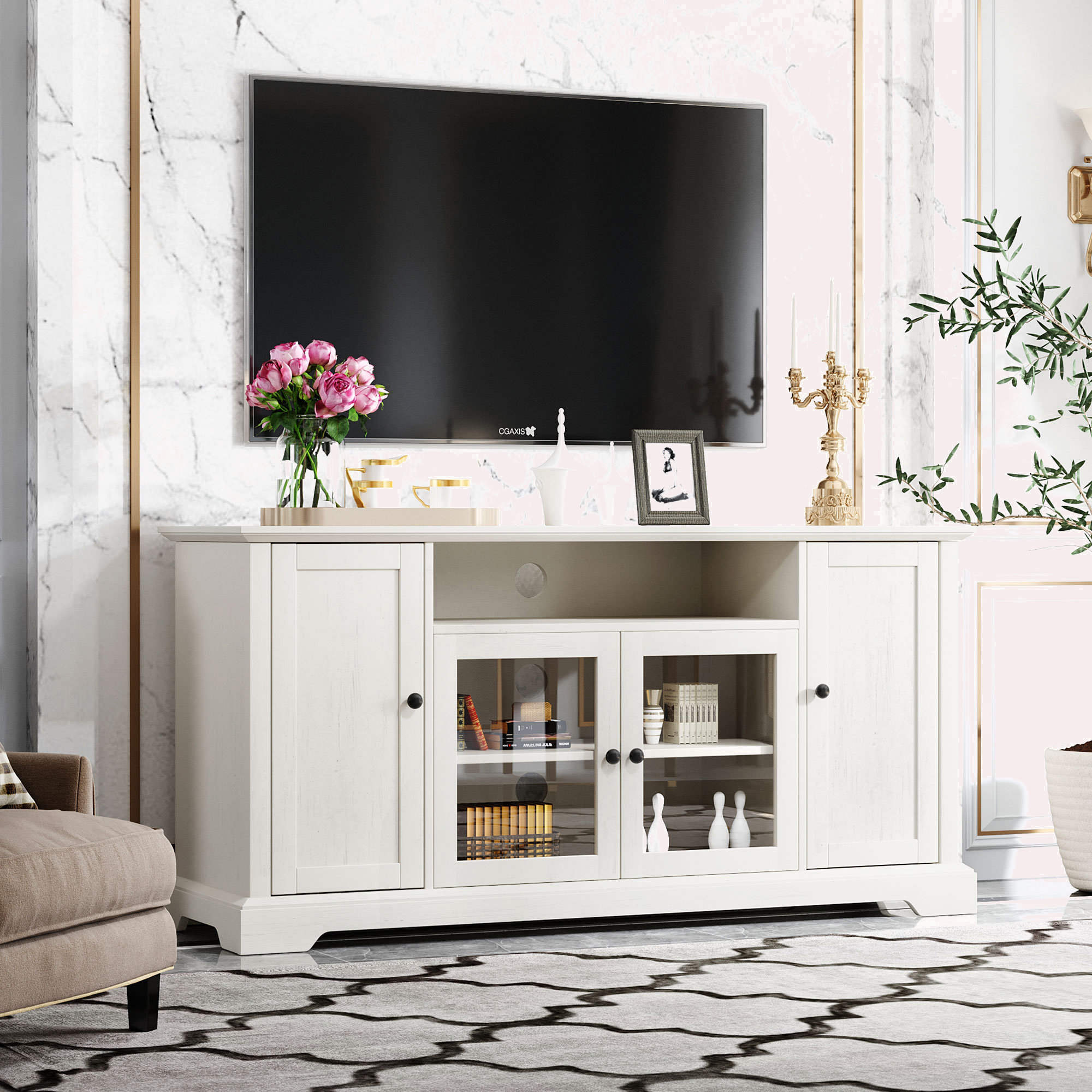 Red Barrel Studio® Mid Century Furniture 60 Inch Tv Stand Entertainment ...