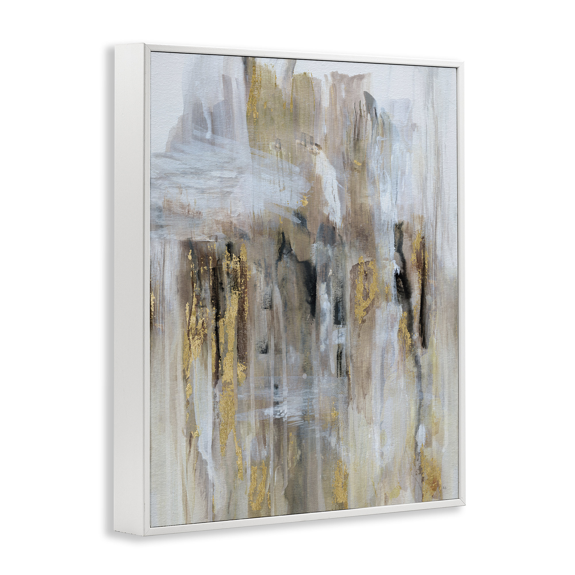 Stupell Industries Abstract Paint with Glam Accents Framed Giclee Art ...