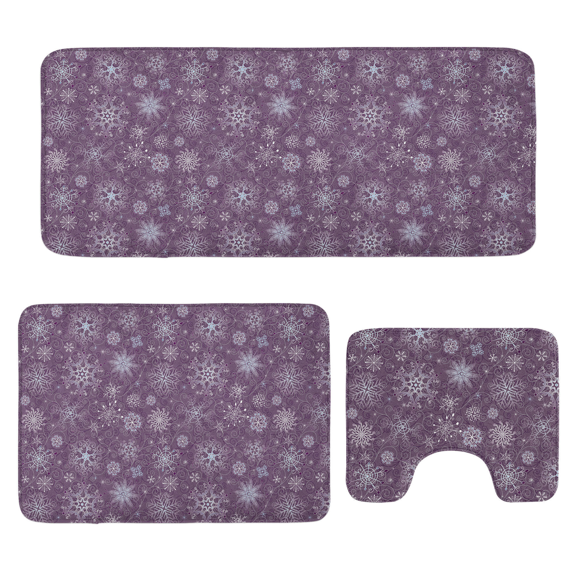 Red Barrel Studio® Snowflake Bathroom Rug Set 3 Pieces U-Shape ...