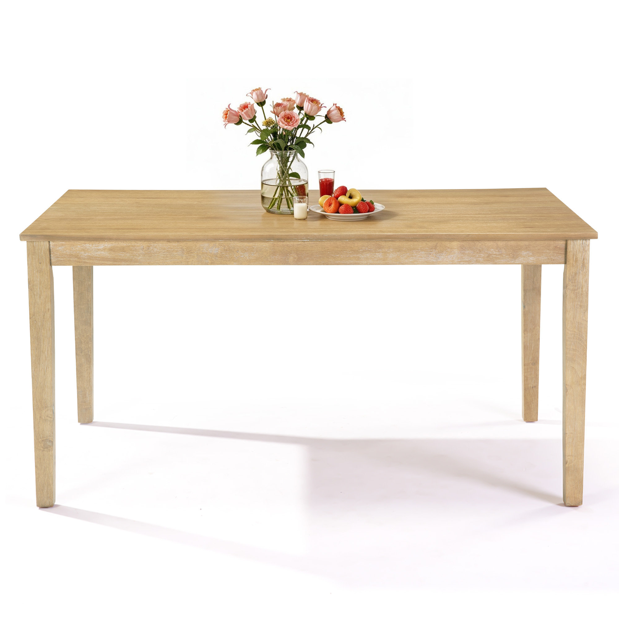 Ophelia & Co. 60-Inch Solid Wood Square Dining Table For 4-6, Natural ...
