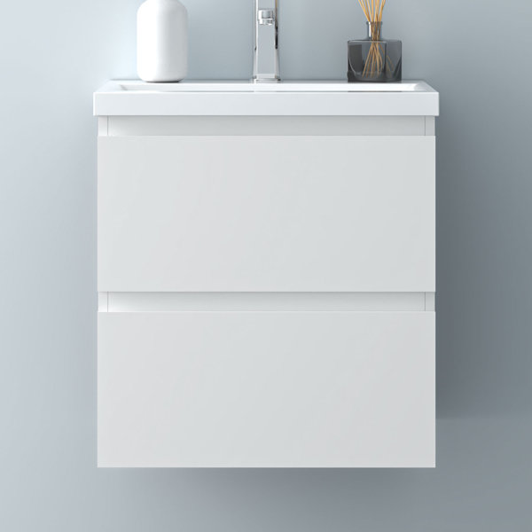 Metro Lane White/Anthracite Glossy Vanity Unit,Wall Mounted,Detachable ...