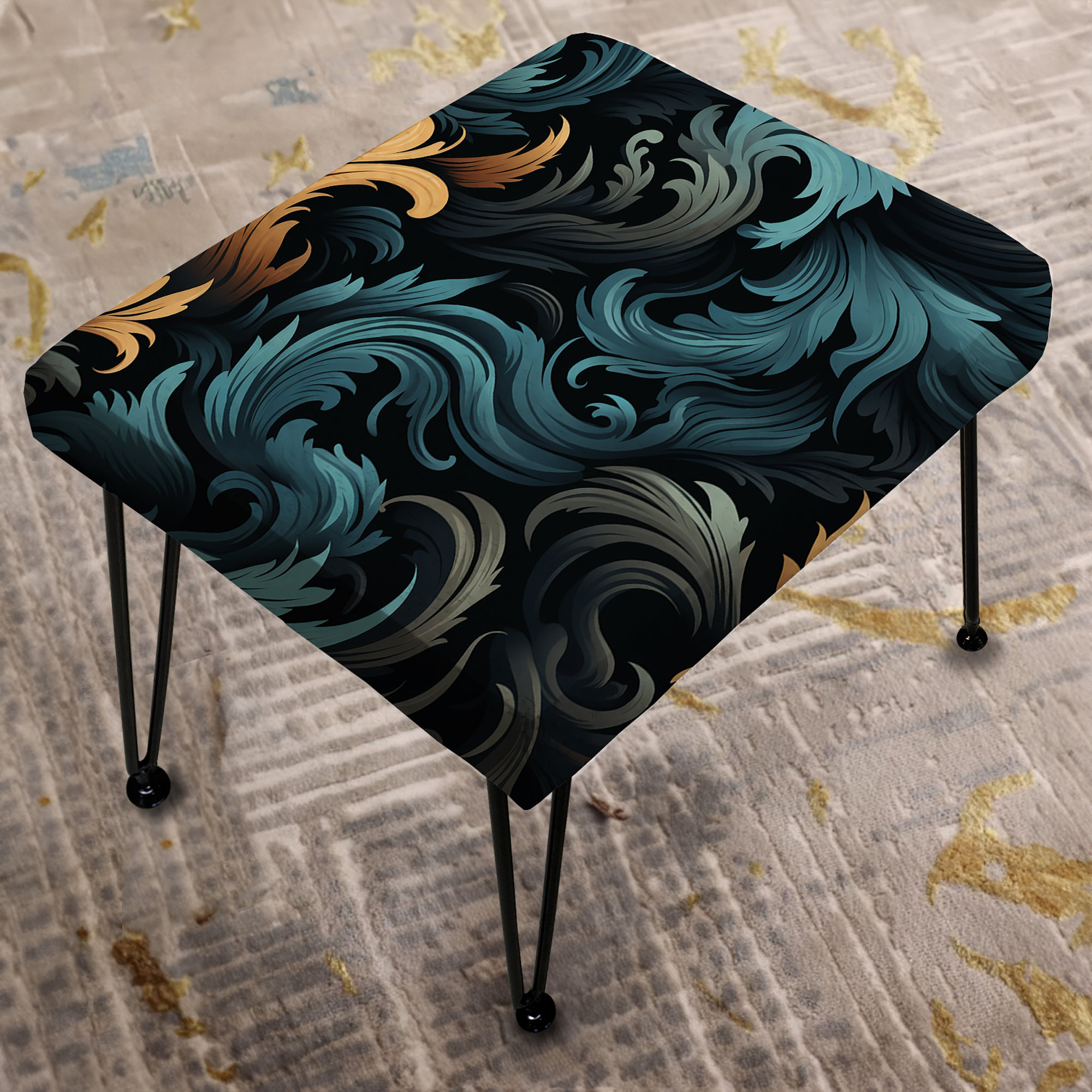 Design Art Black Ink Seamless Calligraphy Flourishes - Damask Rectangle ...