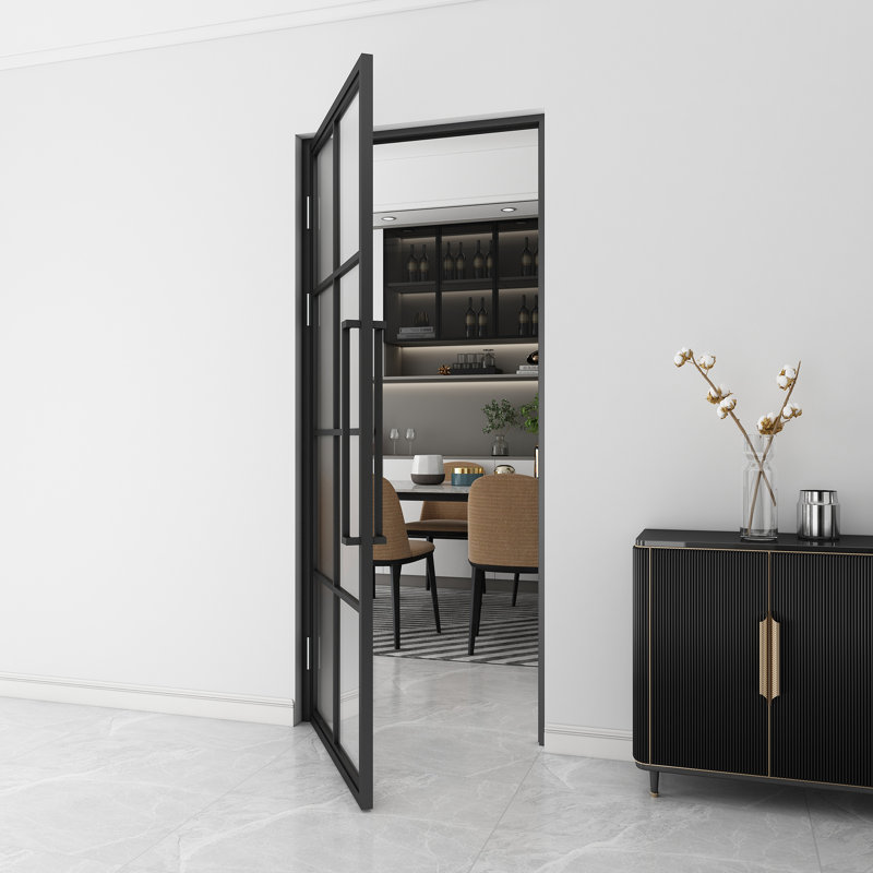 JUBEST Glass and Metal Frame Glass Hollow Swing Door Interior Standard ...