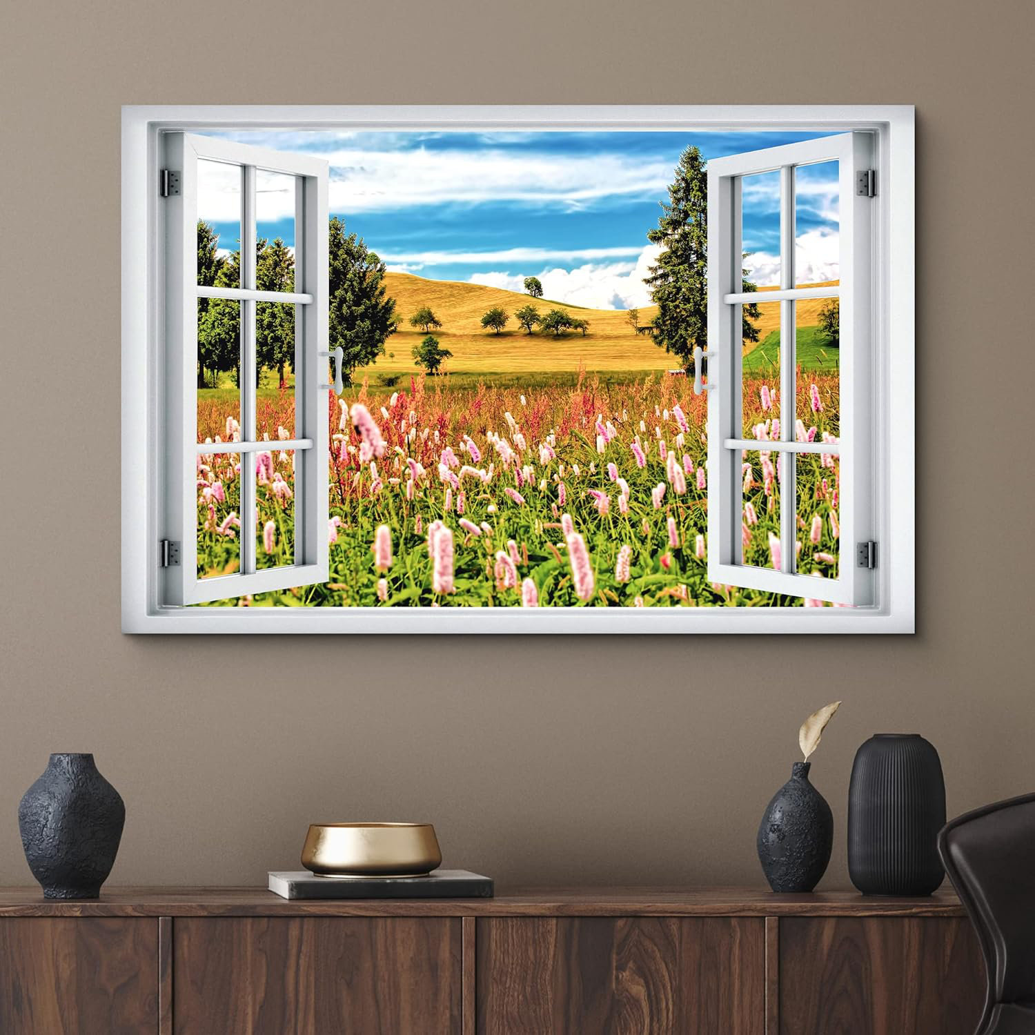 IDEA4WALL Window Scenery " Window View European Floral Botanical Flower ...