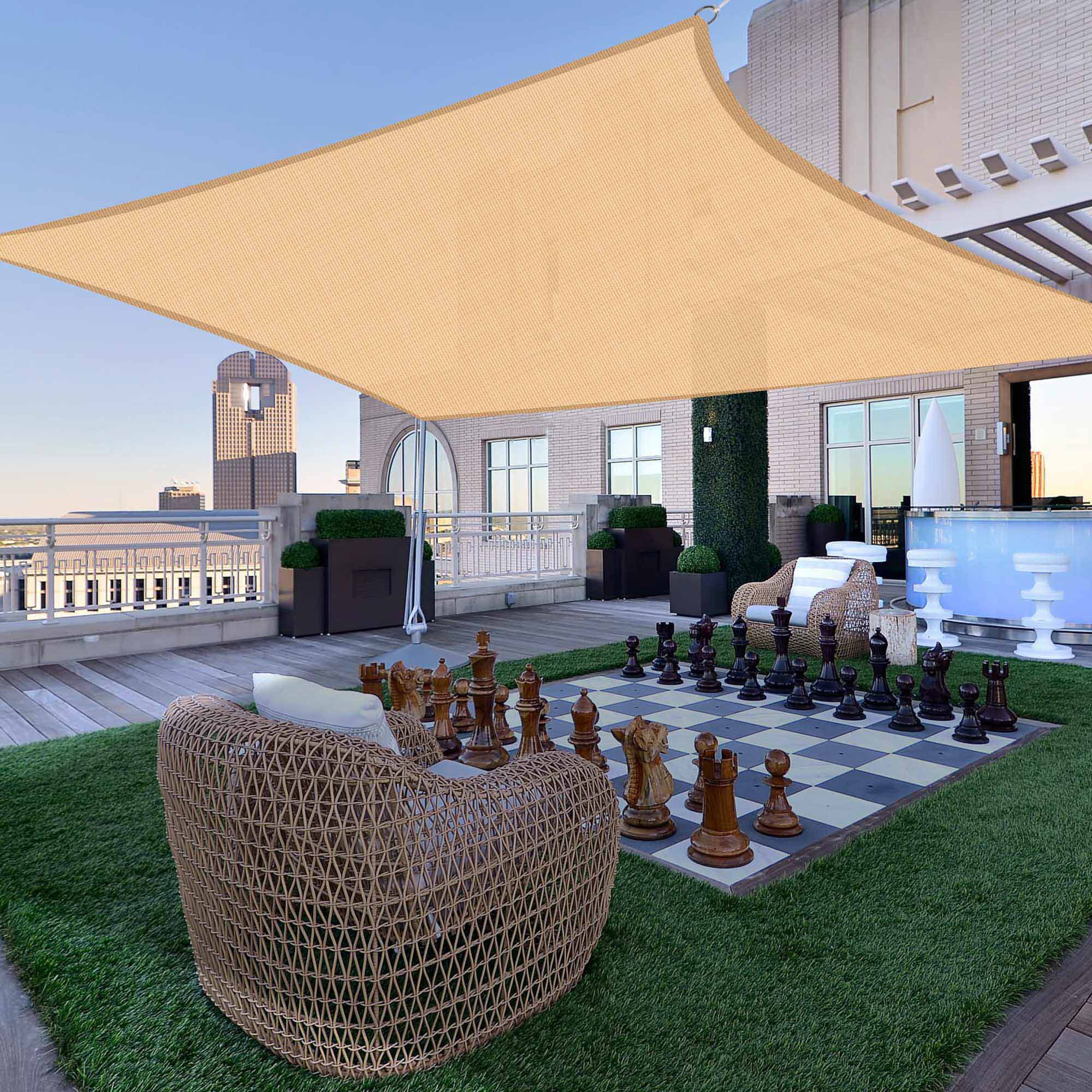 Yescom 18X18' Square Sun Shade Sail Patio Deck Beach Garden Outdoor ...