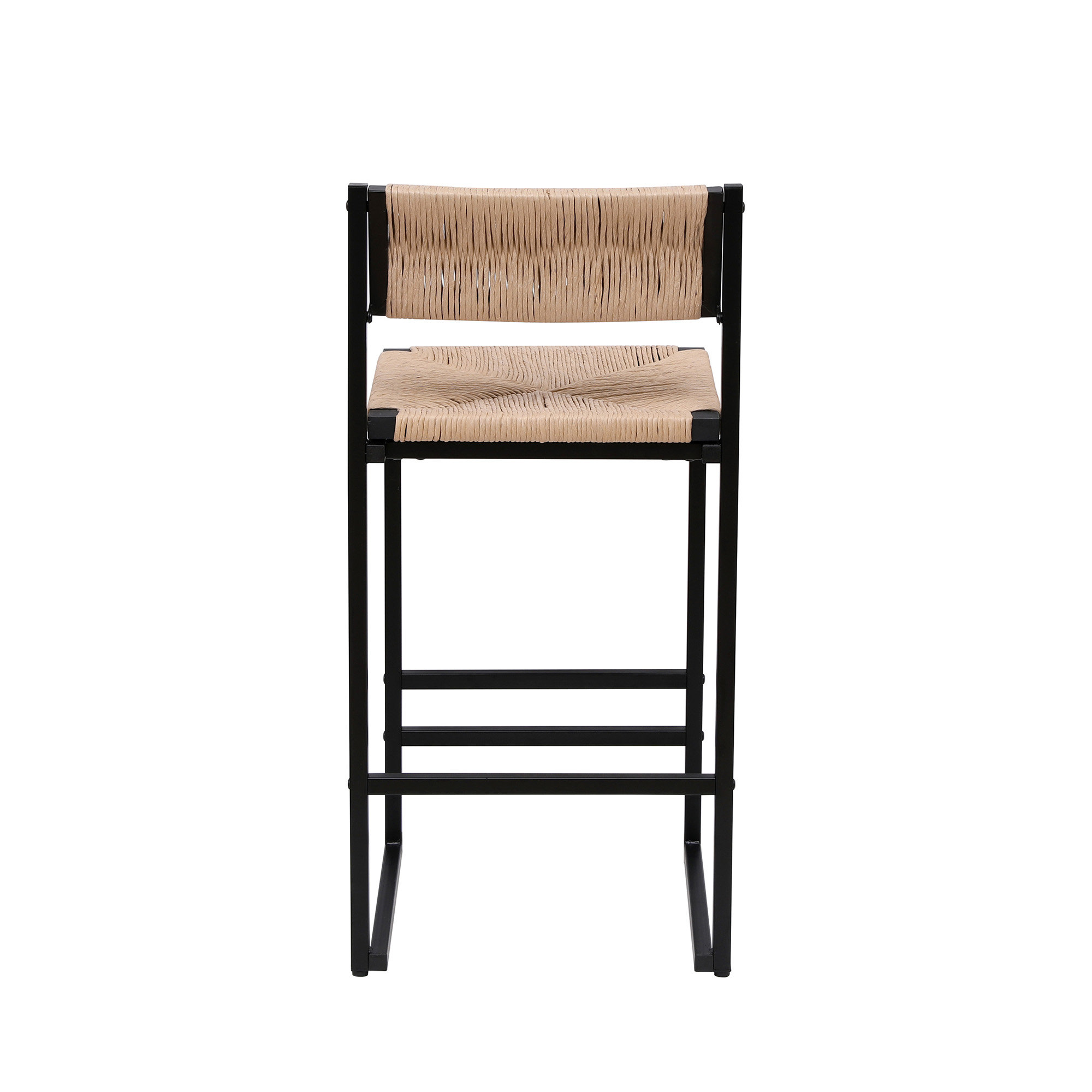 17 Stories Creamy White Paper Rope Woven Bar Stools Set Of 2 Hand Weave ...