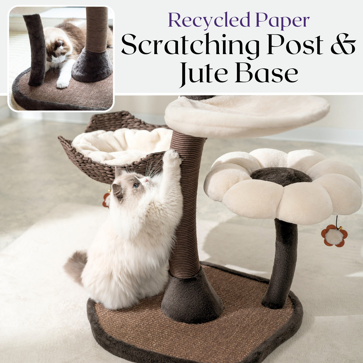 Catry 59" Floral Cat Tree with Scratching Post & Reviews | Wayfair