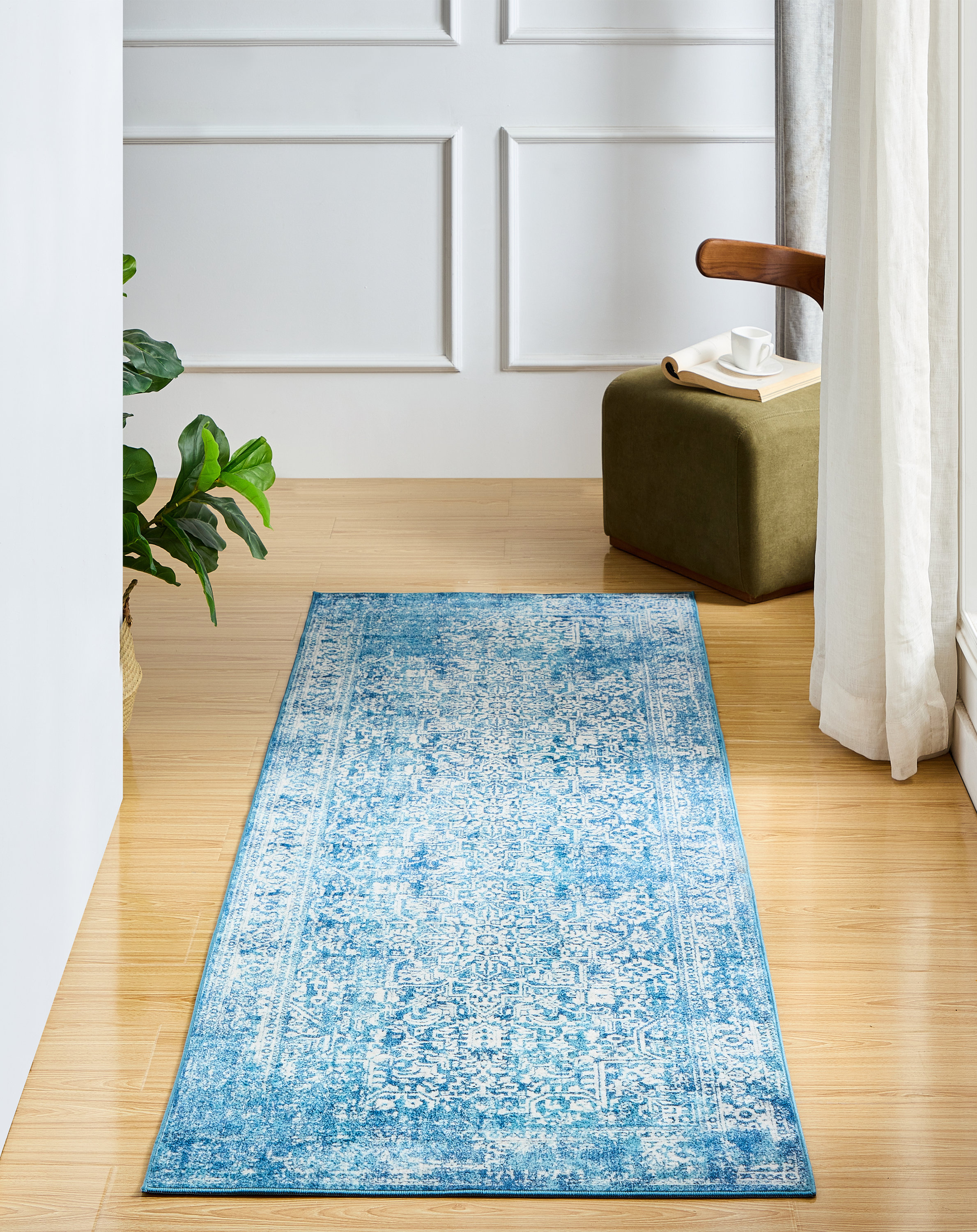 Bungalow Rose Machine Washable Oriental Blue/White Area Rug & Reviews ...
