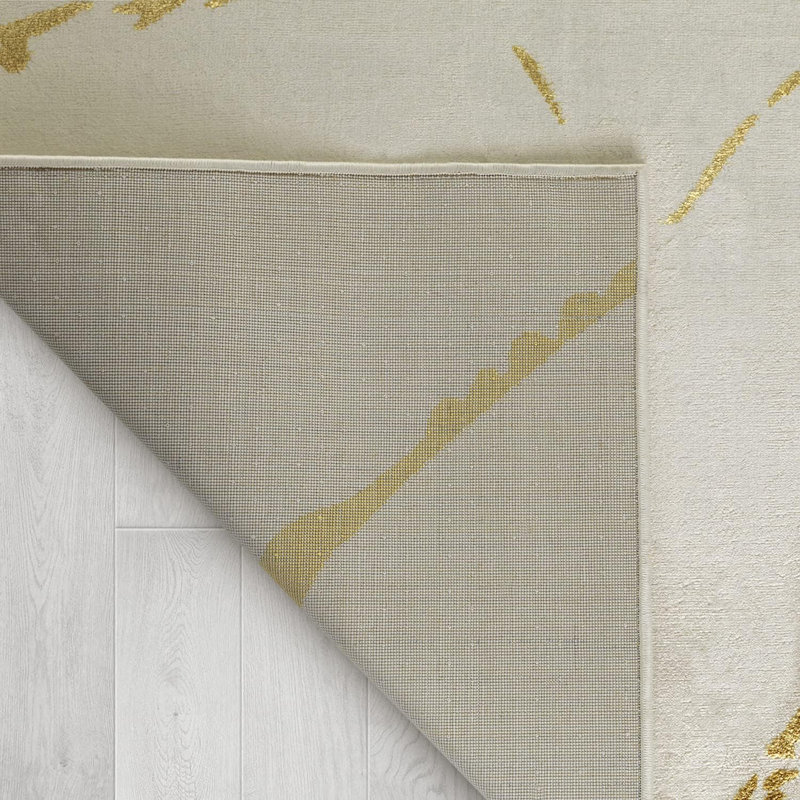 Mercer41 Babil Gold 5x7 Marble Abstract Modern Indoor Area Rug | Wayfair