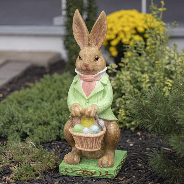 The Holiday Aisle® Danye 25" Tall Magnesium Easter Rabbit Garden Statue ...