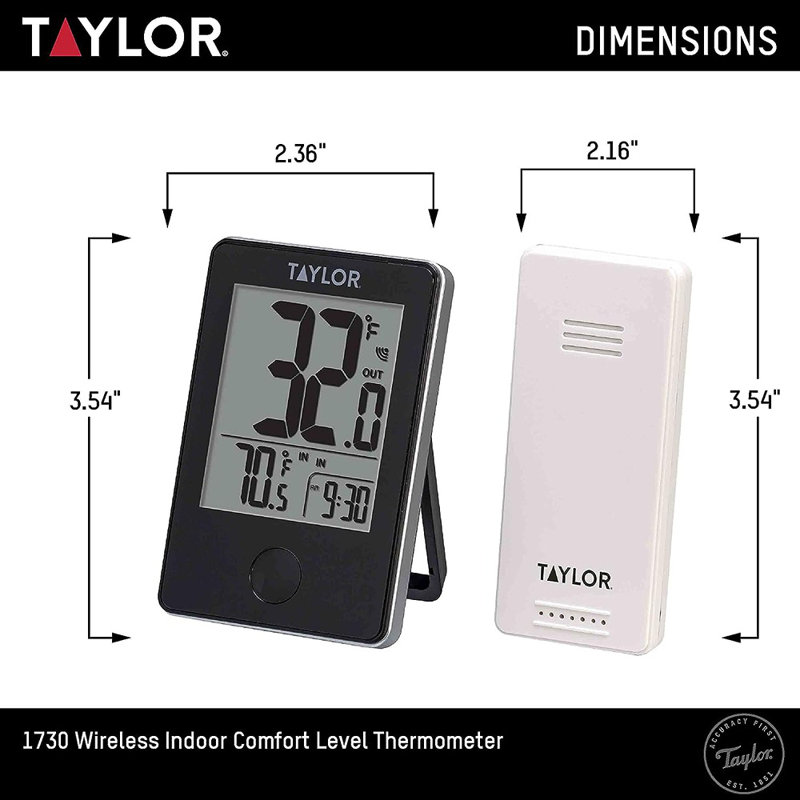 Taylor Wireless Digital Indoor/Outdoor Thermometer with Remote Sensor ...