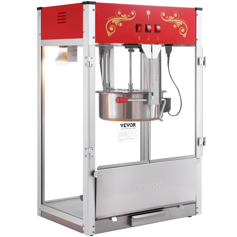 VEVOR Popcorn Popper Machine Countertop Popcorn Maker 1615W 16 Oz Red ...