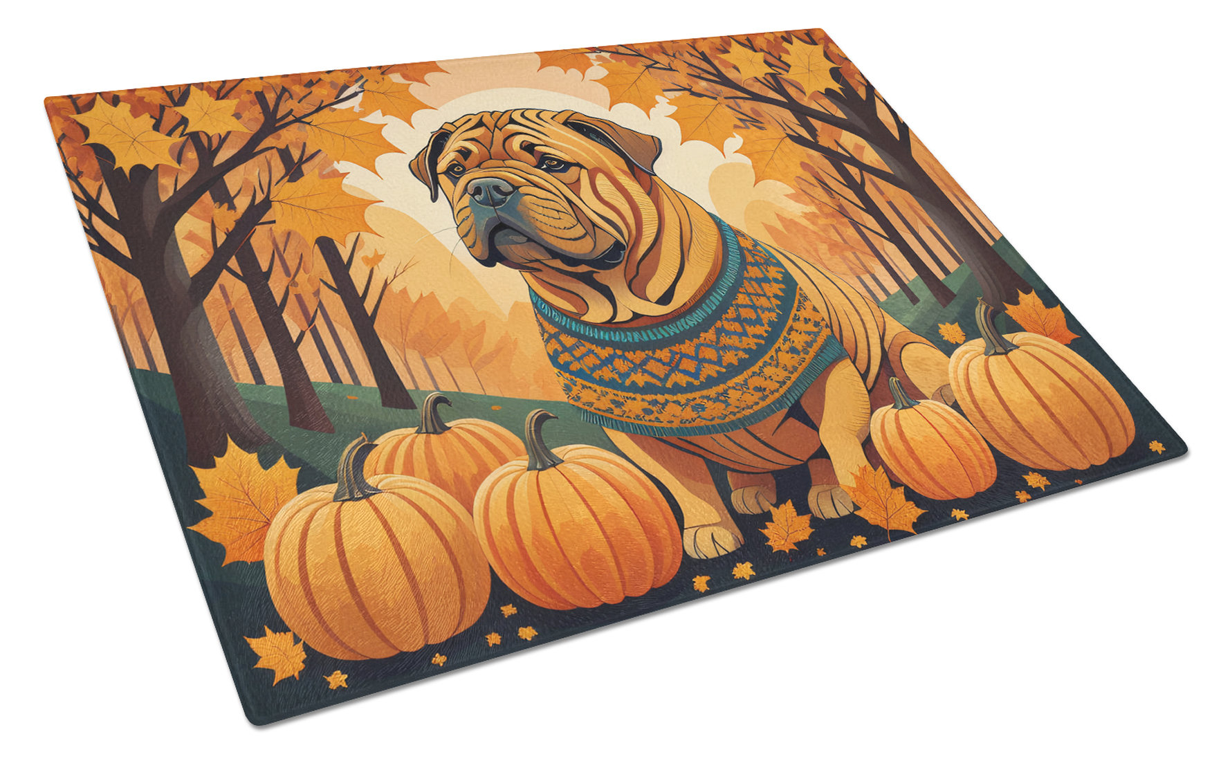 Caroline's Treasures Shar Pei Fall Glass Cutting Board Large - Wayfair ...