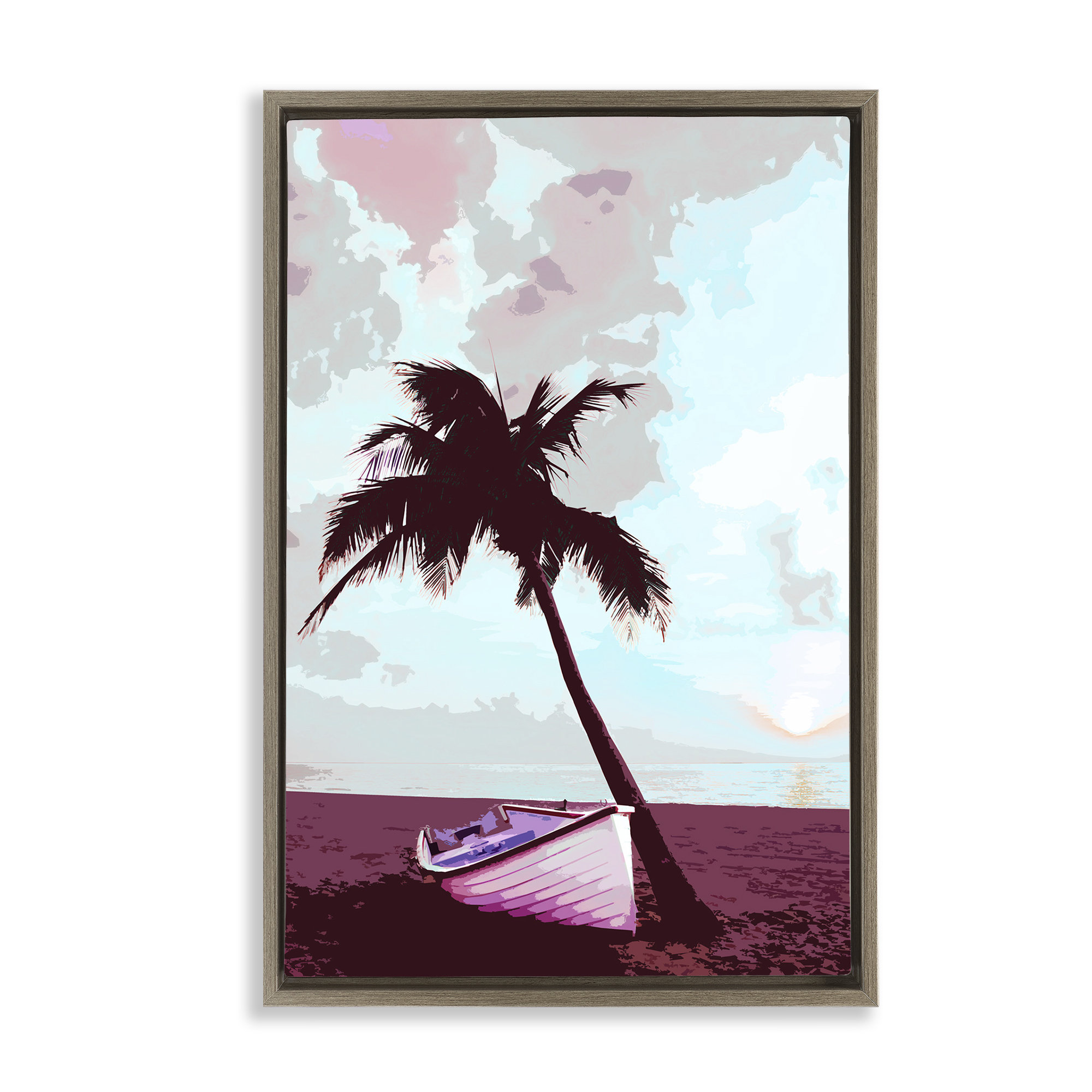 Bay Isle Home™ Boat & Palm Tree Framed Floater Canvas by Marcus Prime ...