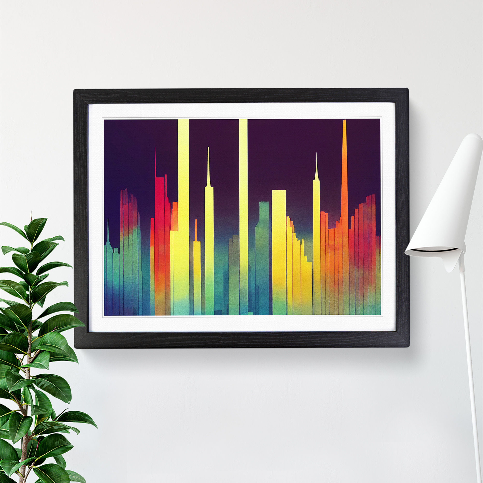 Metro Lane Inspirational Watercolour Skyline Abstract - Picture Frame ...