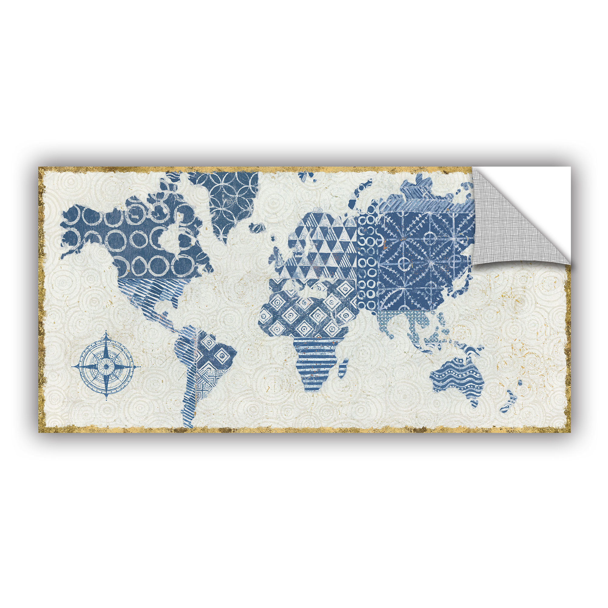 Breakwater Bay Fulmer Indigo Gild Map Maki Removable Wall Decal | Wayfair