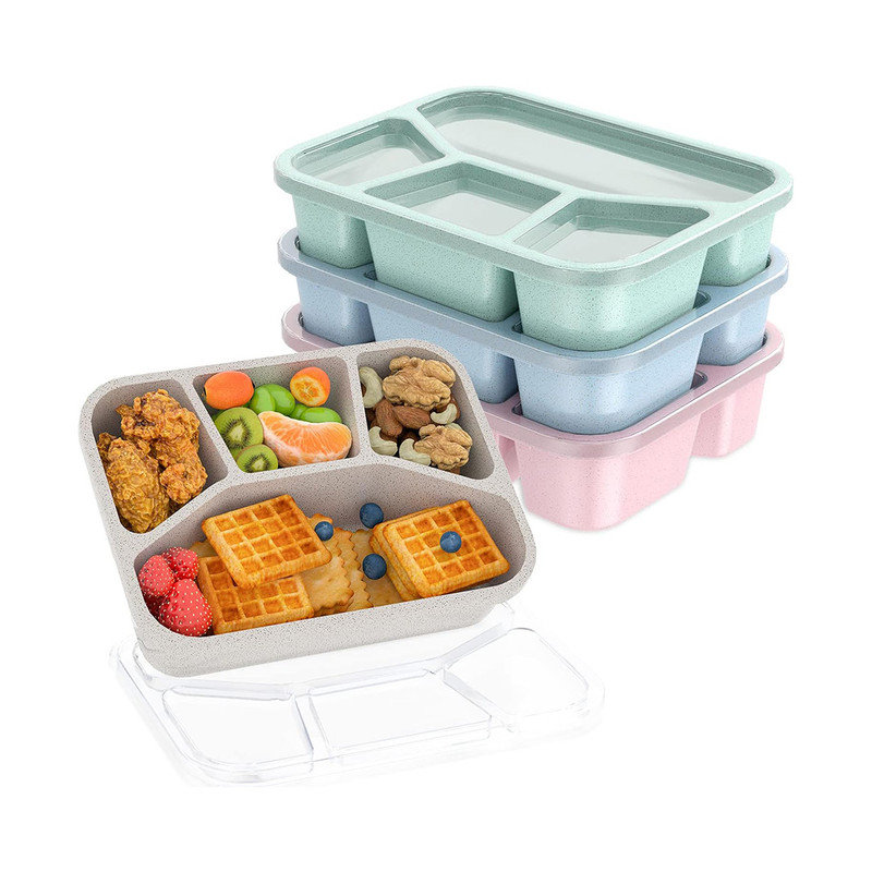 Prep & Savour Bento Lunch Box for Kids (4 Pack)4-Compartment Meal Prep ...