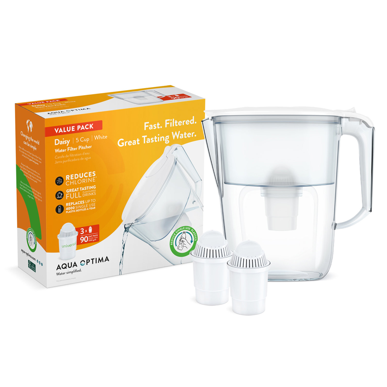 Aqua Optima Water Filter Pitcher Value Pack For Tap And Drinking Water ...
