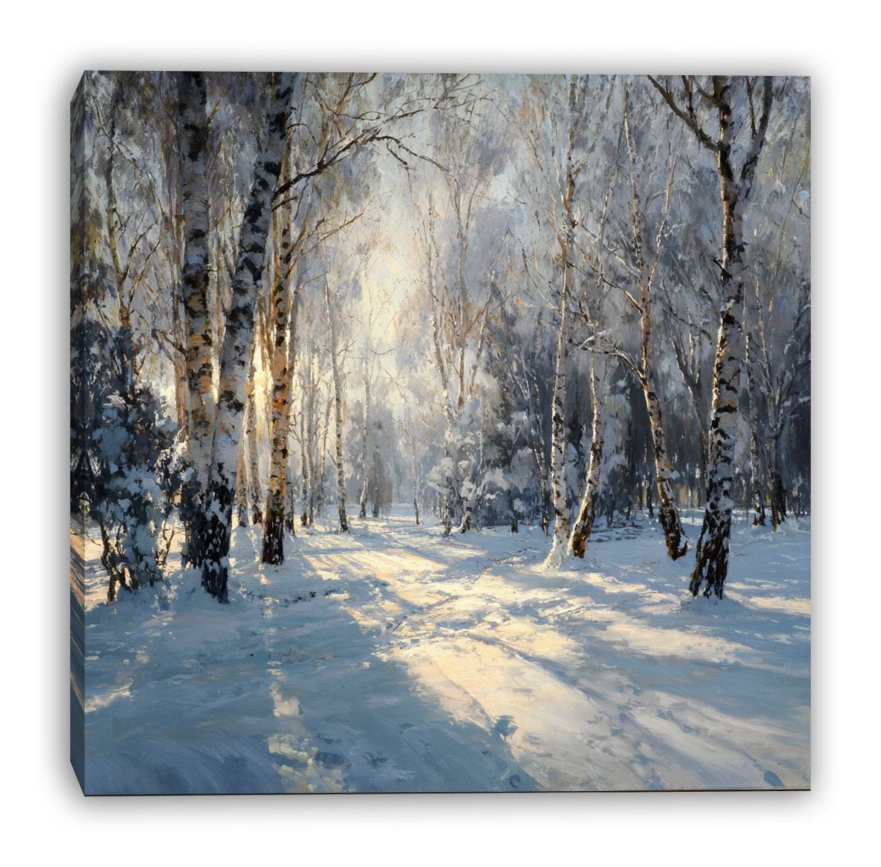 Union Rustic Golden Winter Forest Light Wrapped Canvas Wall Art | Wayfair