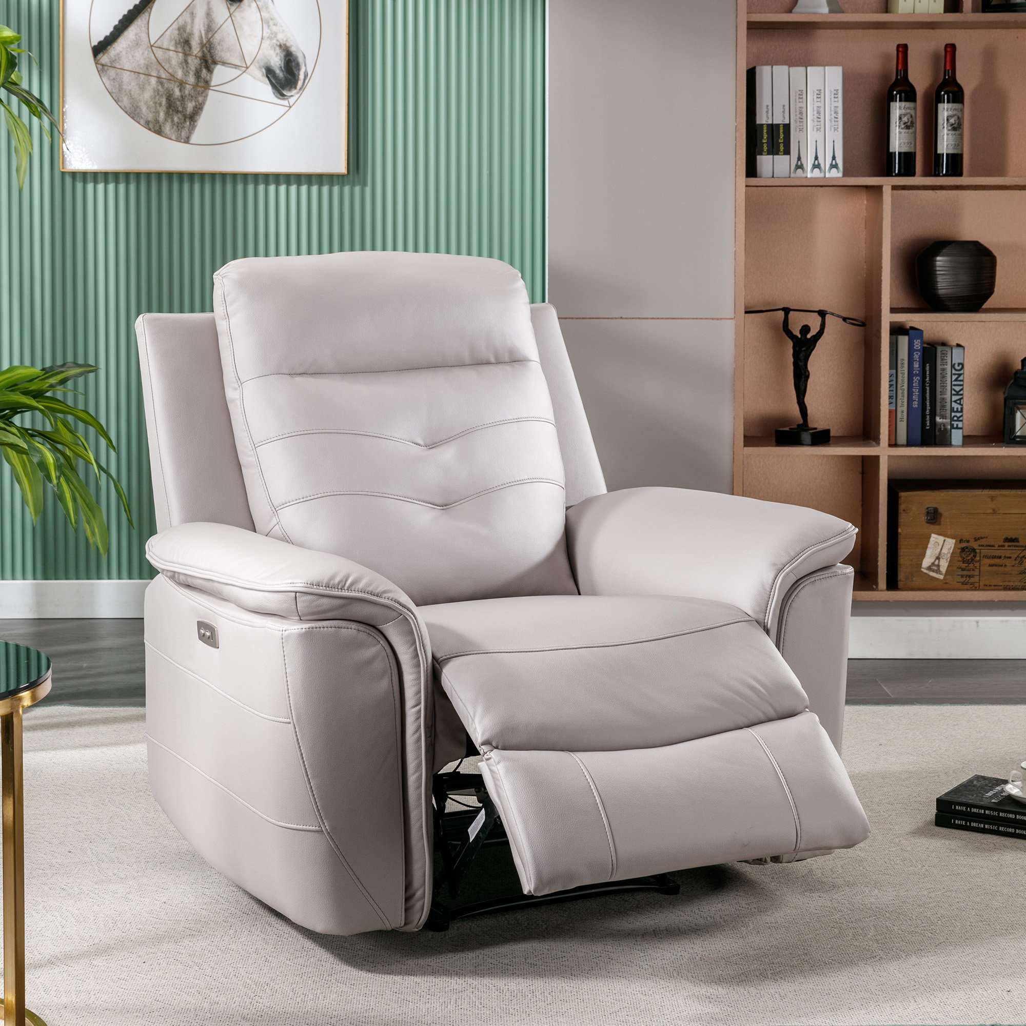 Latitude Run® Alteo 39" Wide Modern Vegan Leather Power Recliner Chair ...