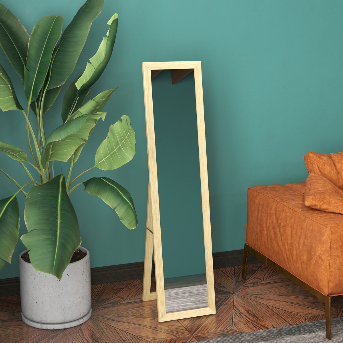 17 Stories Mahalet Rectangle Wood Floor Mirror & Reviews | Wayfair.co.uk