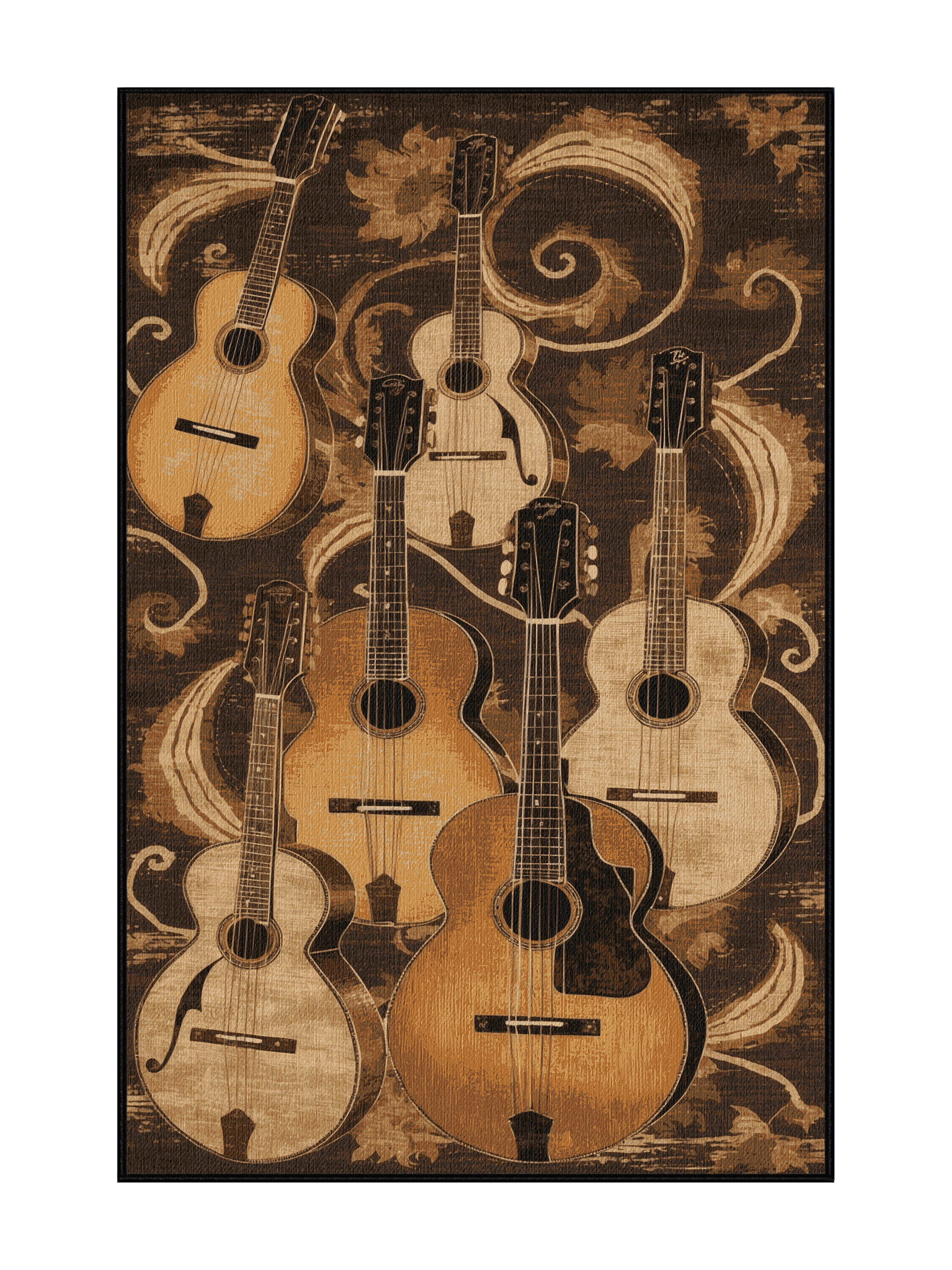 Rosecliff Heights Washable Acoustic and Folk Guitar Patterns Music Area ...